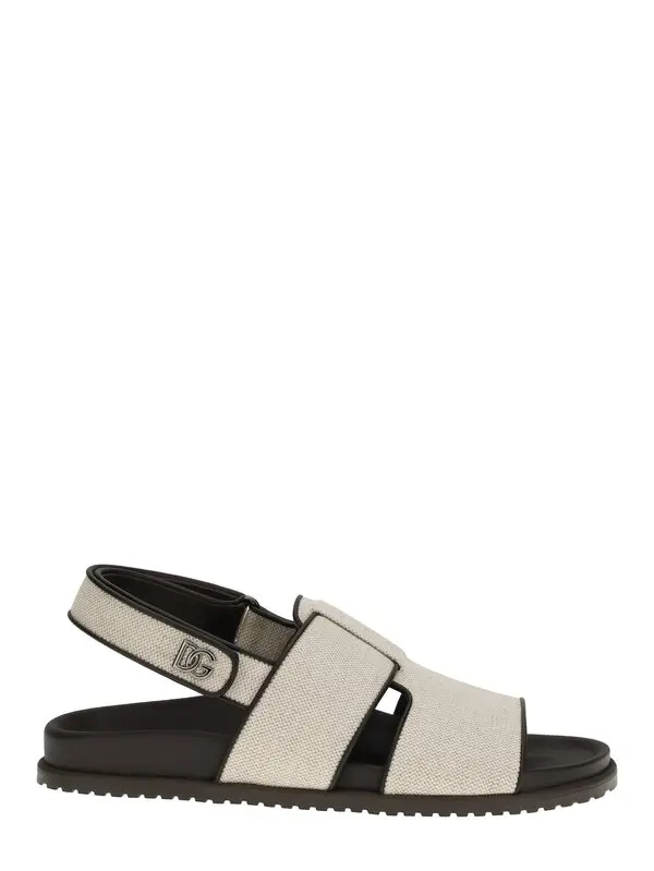 Dolce & Gabbana Fabric And Leather Slingback Sandals - Cream