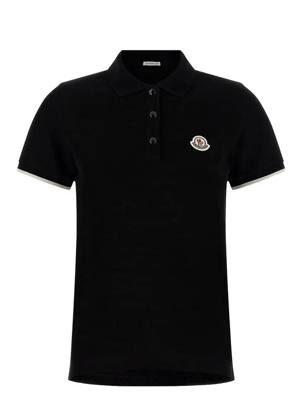 Moncler Cotton Polo Shirt With Logo Patch - Multicolor