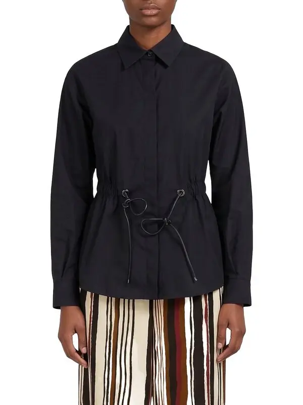 Max Mara Long Sleeve Shirt With Drawstring Waist - Black