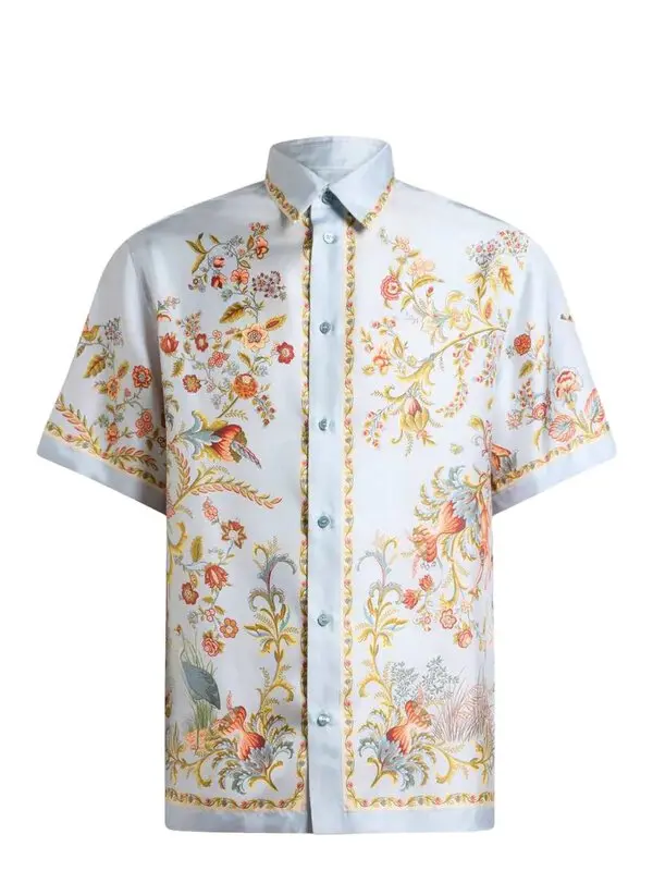 Etro Silk Shirt With Floral And Wildlife Print - Multicolor