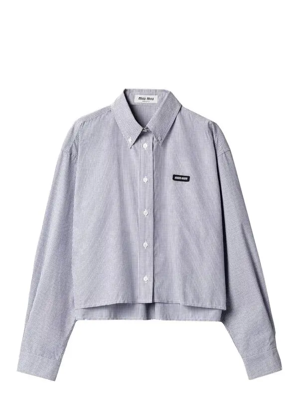 Miu Miu Cotton Shirt With Classic Collar - Blue