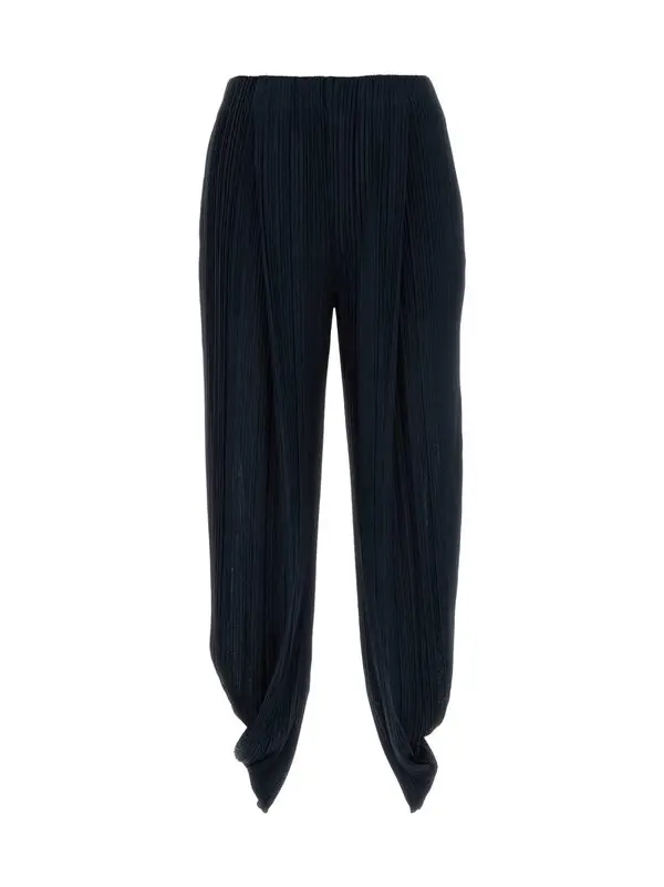 Giorgio Armani Navy Pleated Jersey Trousers - Blue