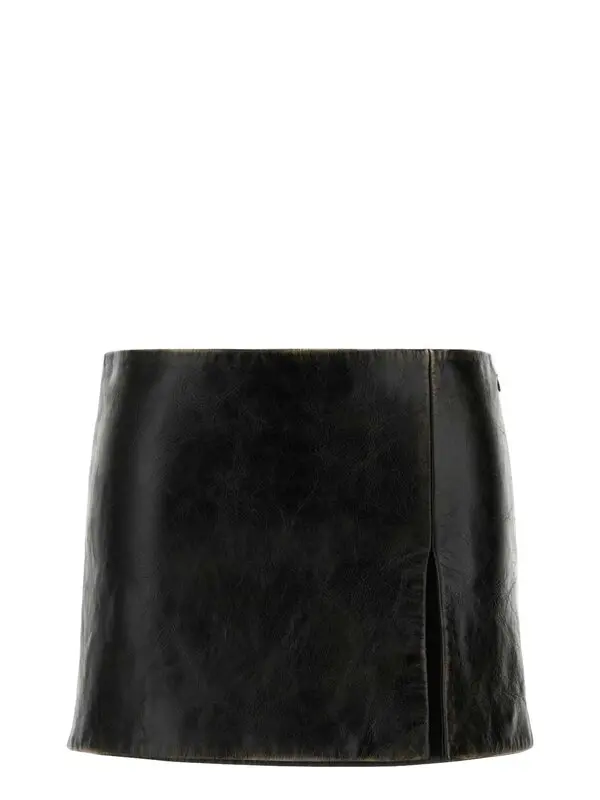 Miu Miu Calf Leather Skirt - Black
