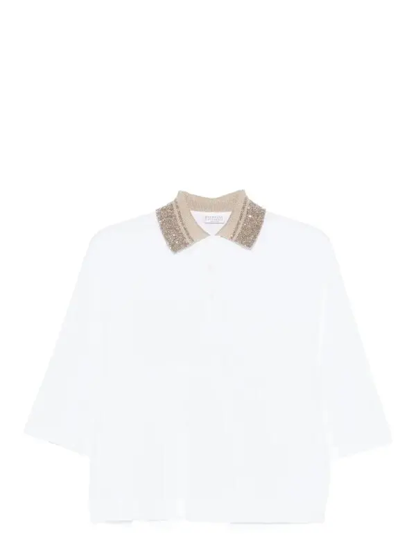 Brunello Cucinelli Embellished Collar Polo T-shirt - Multicolor