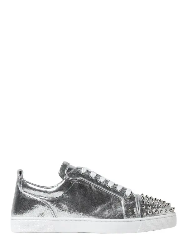 CHRISTIAN LOUBOUTIN Metallic Studded Sneakers - Silver