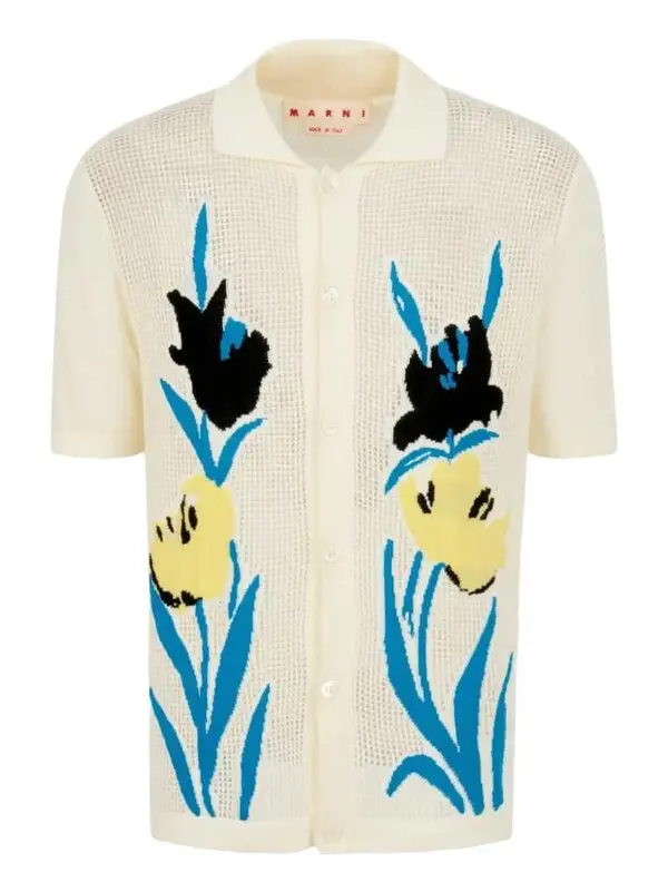 Marni Floral Knit Polo Cardigan - Multicolor