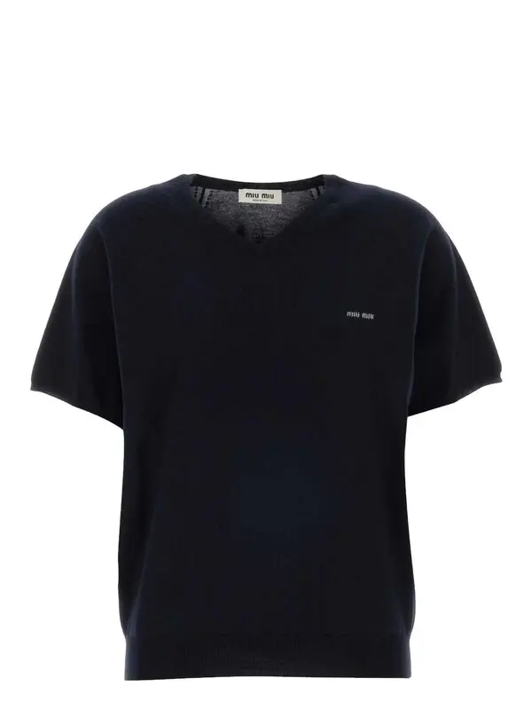 Miu Miu V-neck Virgin Wool Sweater - Blue