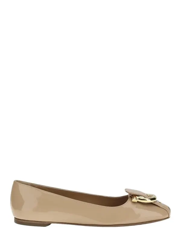 FERRAGAMO Gancini Buckled Ballerinas - Cream