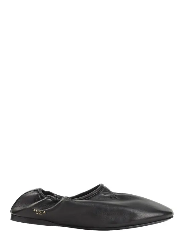 Alaïa Lamb Leather Gathered Detail Ballerina Flats - Black
