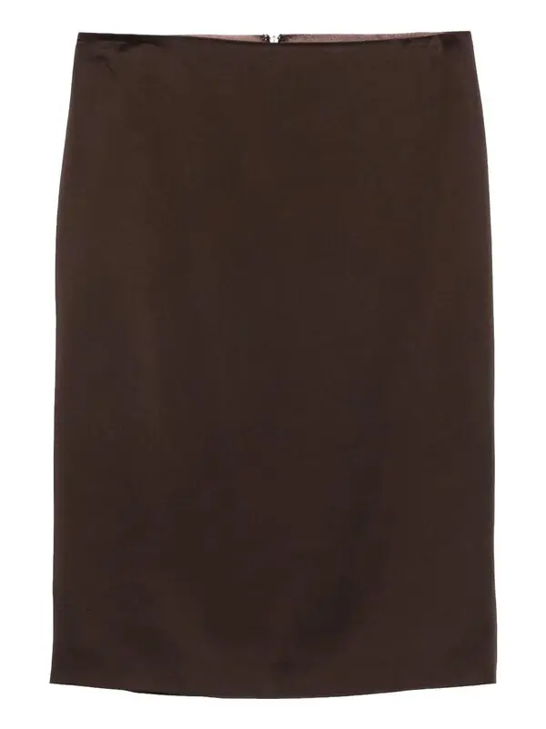 TOM FORD Silk Pencil Skirt - Brown