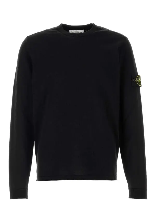 Stone Island Cotton Crew Neck Sweater - Black
