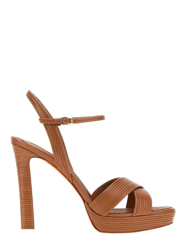 Santoni Leather Laureen Sandals - Brown