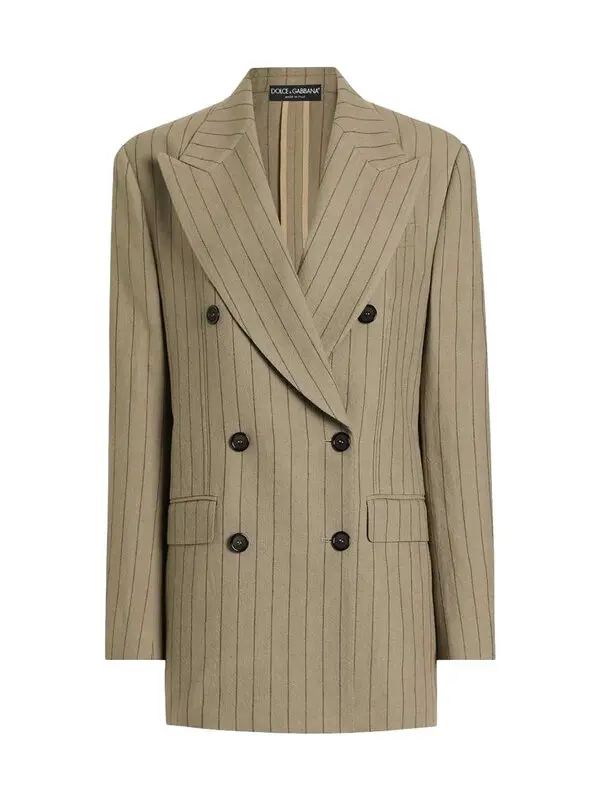 Dolce & Gabbana Striped Double-breasted Jacket - Brown
