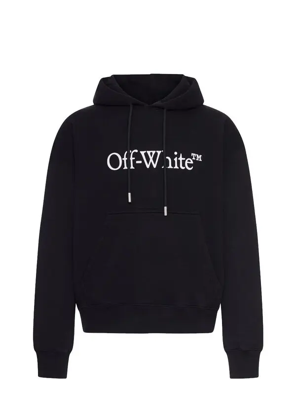 Off-White Logo Print Cotton Hoodie - Black