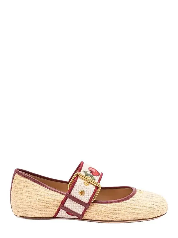 Valentino Garavani Woven Ballerinas With Cherry Embellishment - Multicolor