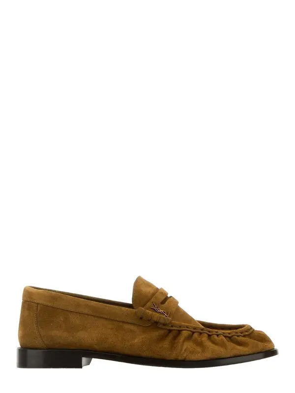 Saint Laurent Camel Suede Loafers - Brown