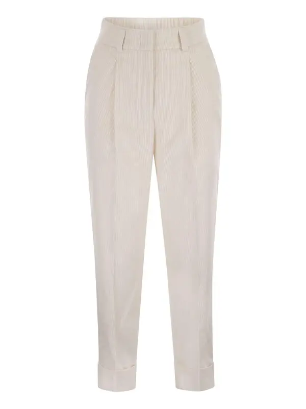 Peserico Velvet Stripe Trousers - Cream