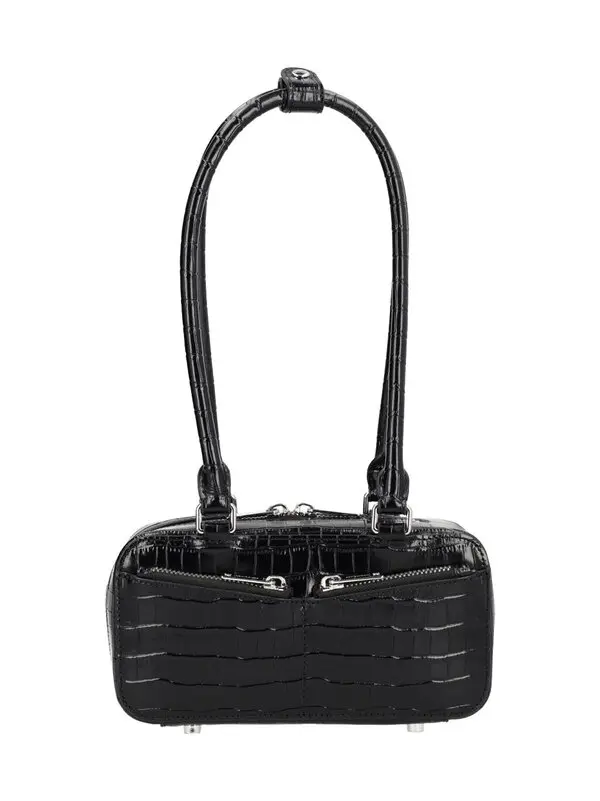 SELF-PORTRAIT Crocodile Effect Top Handle Bag - Black