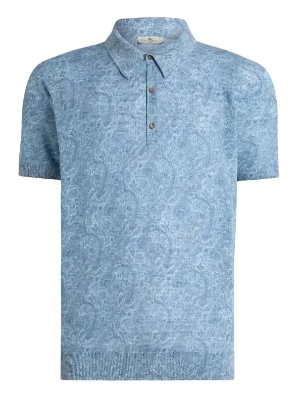 Etro Polo Shirt With Floral Pattern - Blue