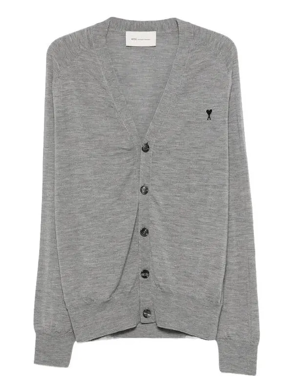 Ami Grey V-neck Cardigan - Gray