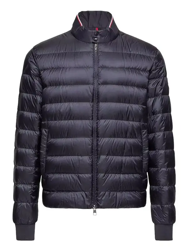 Moncler Rigel Short Down Jacket With Tricolor Trim - Blue