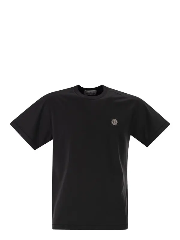 Stone Island Slim Fit T-shirt With Compass Patch - Black
