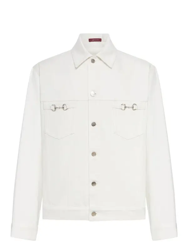 Gucci Cotton Denim Jacket With Horsebit Detail - White