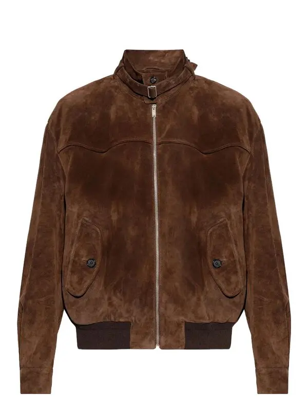 Alexander McQueen Suede Leather Jacket - Brown