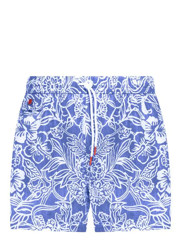 Kiton Swimsuit In Technical Fabric With Floral Pattern - Multicolor