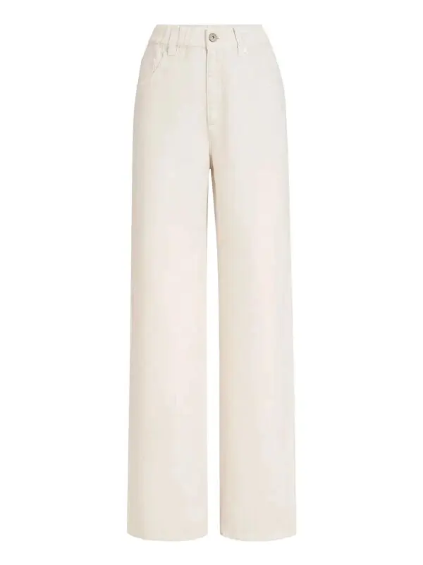 Brunello Cucinelli Wide Leg Cotton Pants - Multicolor