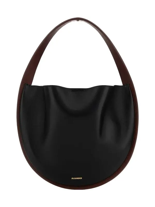JIL SANDER Leather Pivot Shoulder Bag - Black