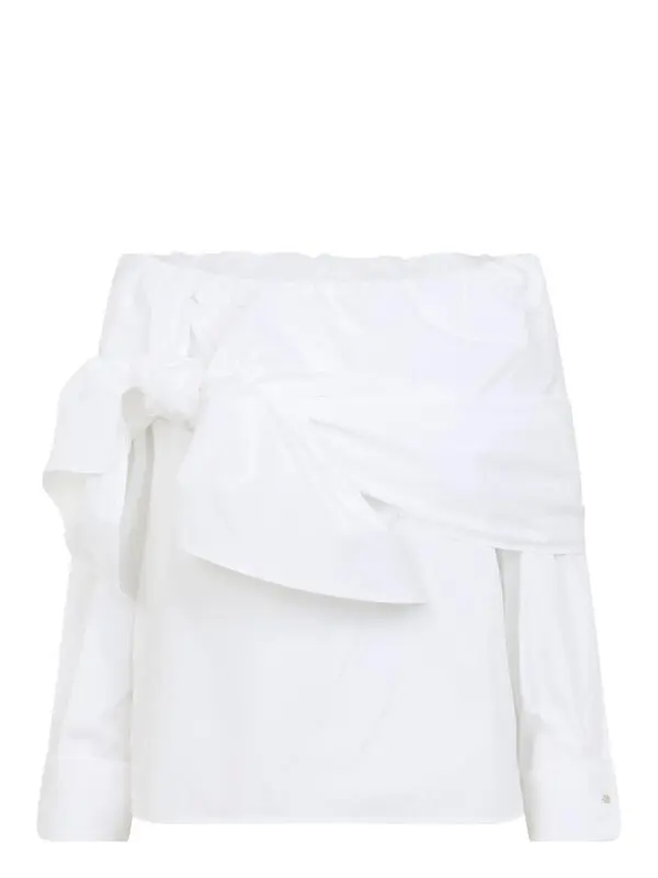 Max Mara Cotton Shirt With Knot Detail - White