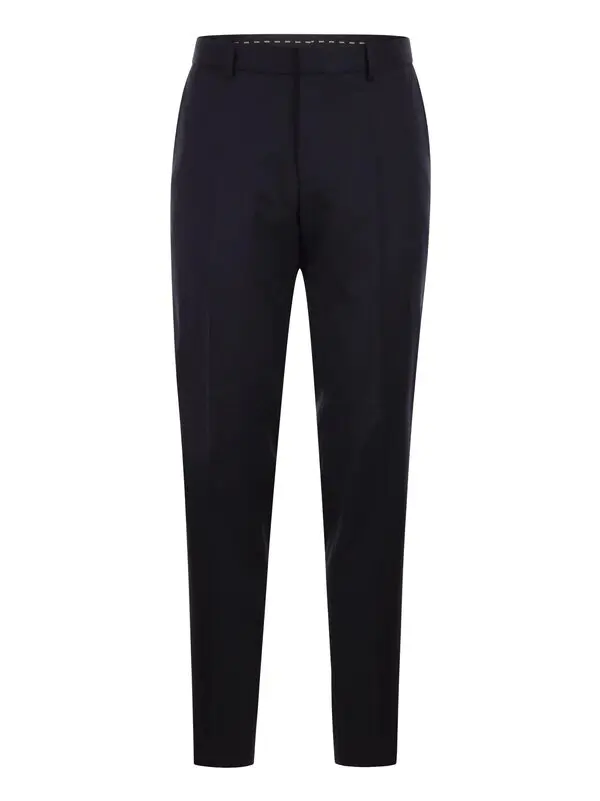 BOSS Virgin Wool Serge Slim Fit Trousers - Blue