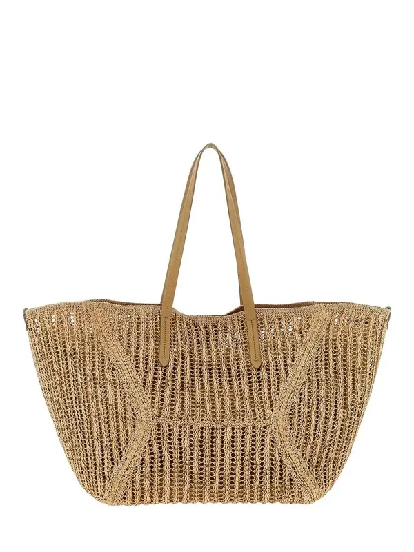 Brunello Cucinelli Raffia And Leather Shoulder Bag - Multicolor