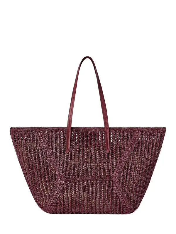 Brunello Cucinelli Raffia And Leather Shoulder Bag - Multicolor
