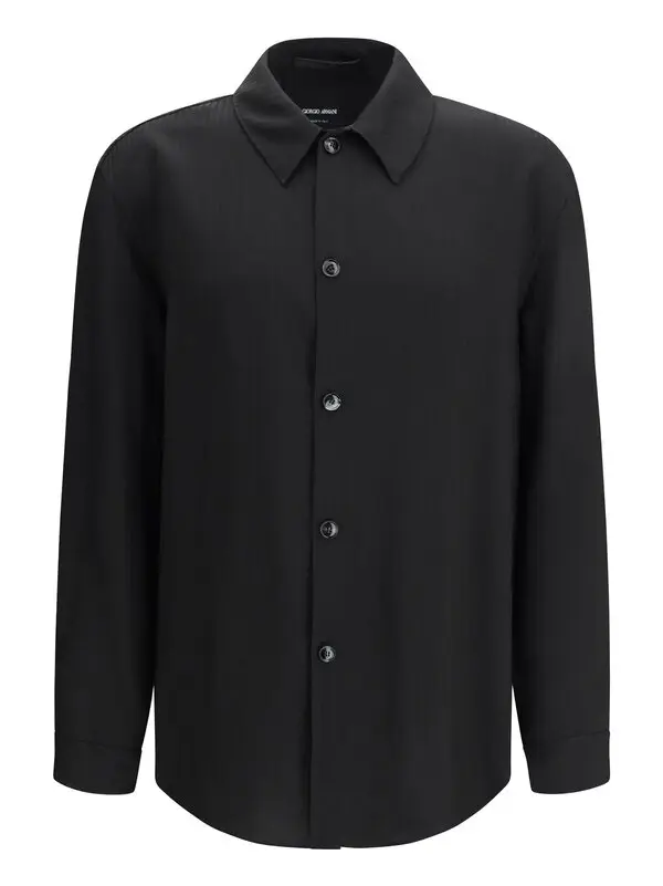 Giorgio Armani Chevron Viscose Twill Shirt - Black