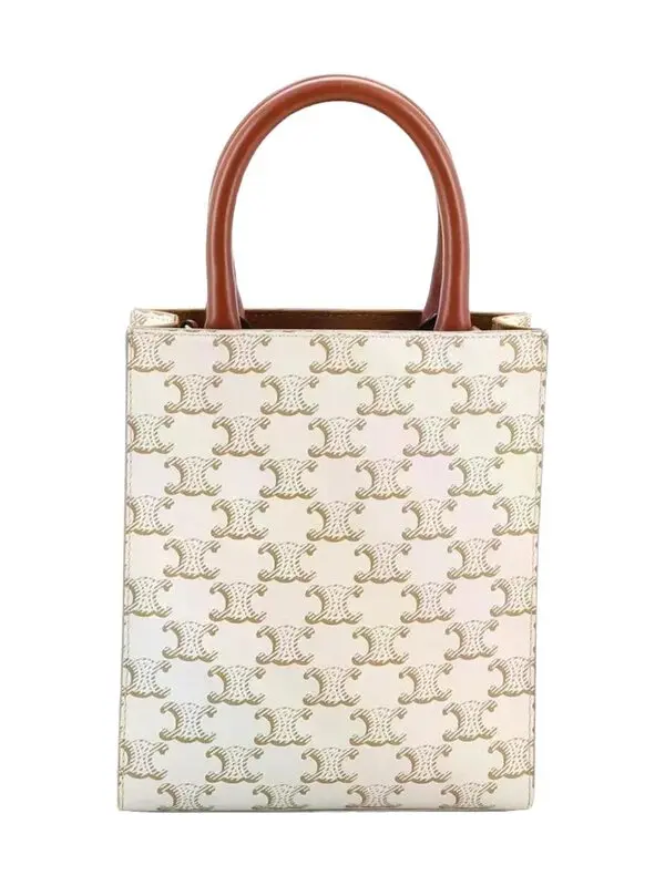 Celine Vertical Cabas Tote Triomphe Coated Canvas Mini Satchel - Brown