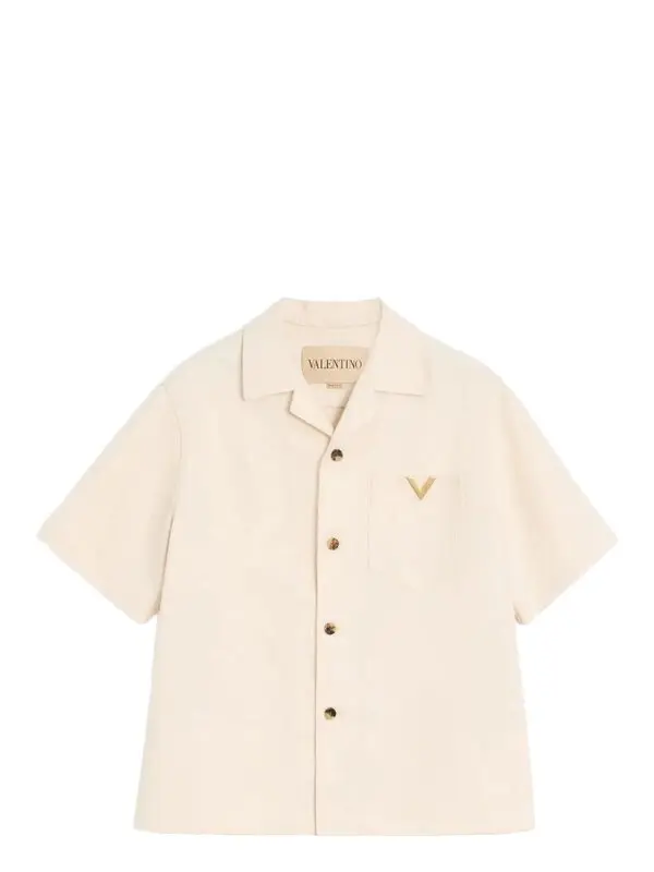 Valentino Garavani Vgold` Denim Short Sleeve Shirt - Multicolor