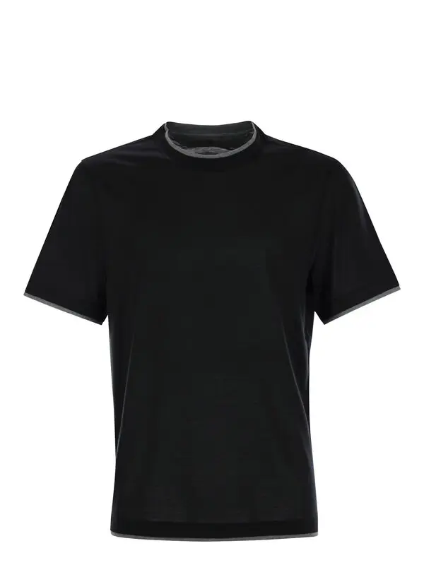 Brunello Cucinelli Slim Fit Crew-neck T-shirt In Light Silk And Cotton Jersey - Black