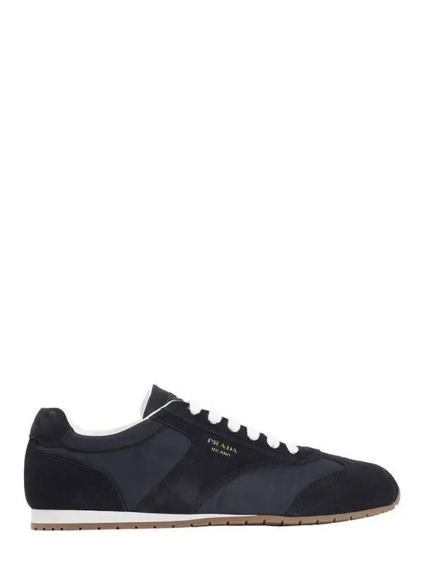 Prada Polyamide And Suede Lace-up Sneakers - Blue