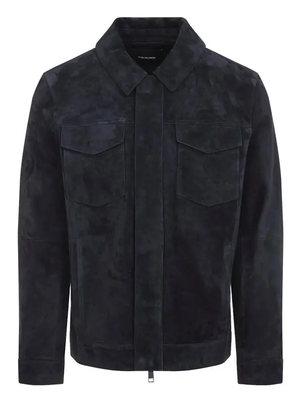 YVES SALOMON Calf Leather Jacket - Blue