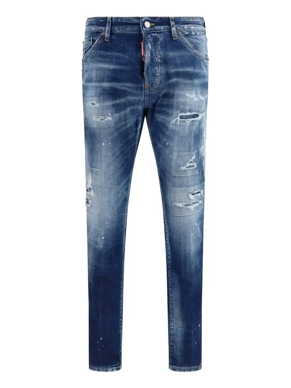 Dsquared2 Teddy Slim Fit Distressed Jeans - Blue