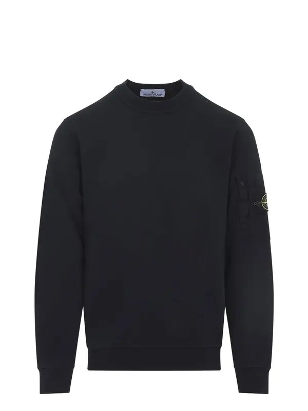 Stone Island Cotton Sweatshirt With Logo Patch - Blue