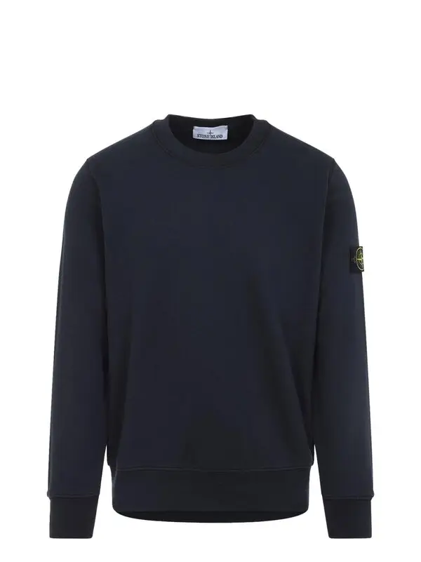Stone Island Cotton Sweatshirt With Logo Patch - Blue