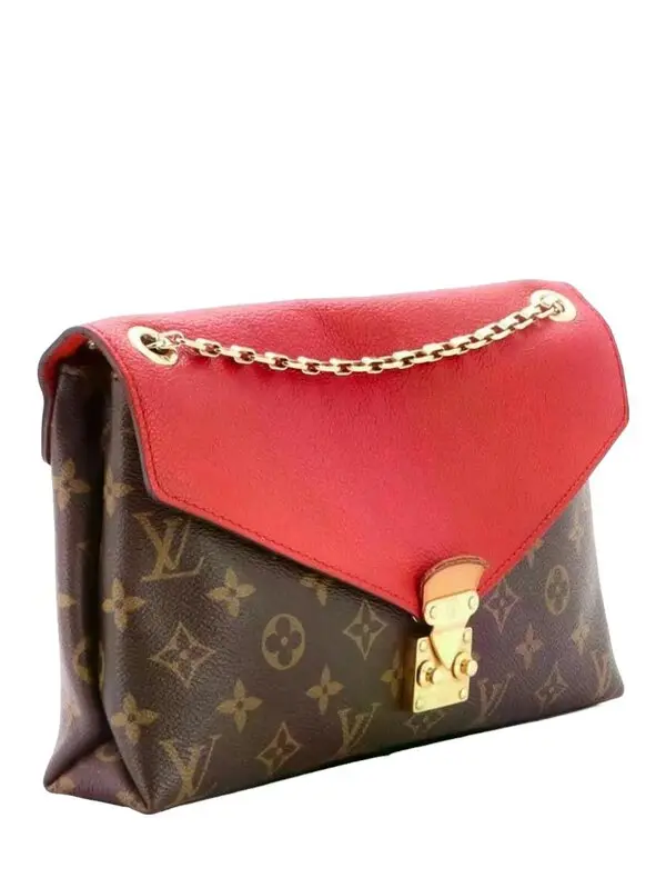 LOUIS VUITTON Pallas Chain Shoulder Bag In Monogram Canvas And Calfskin - Red