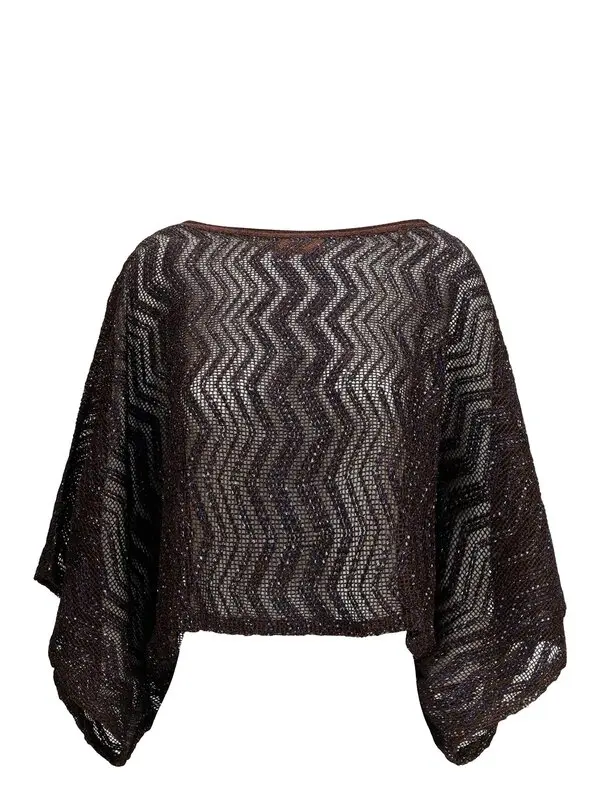 Missoni Viscose Top With Chevron Pattern And Sequin Detail - Brown