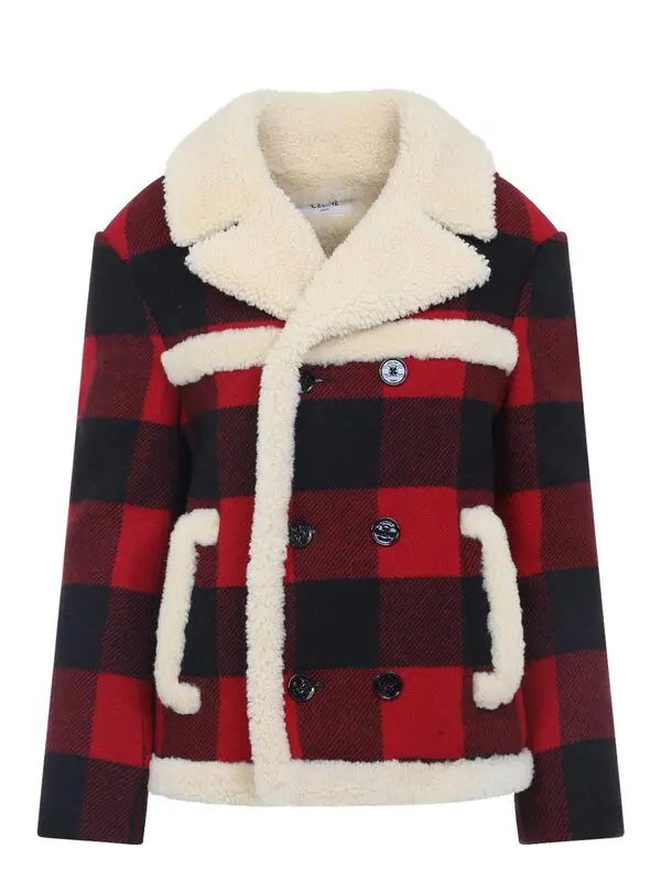 Celine Caban Shearling Jacket - Red