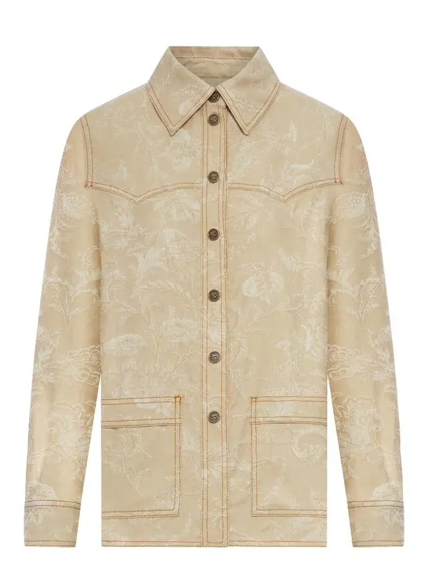 Etro Jacquard Overshirt With Floral Pattern - Cream