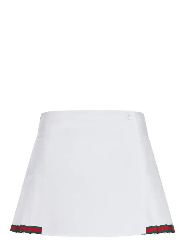 Gucci Short Cotton Poplin Skirt With Web Detail - White