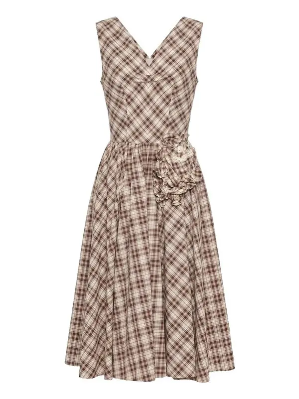 Prada Popeline Dress With Floral Appliqu - Multicolor